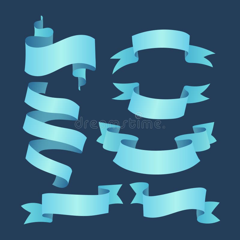 Set of Blue Elegant Ribbons. Stock Vector - Illustration of design ...