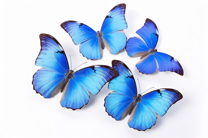 Set of Blue Exotic Butterfly Stock Illustration - Illustration of ...