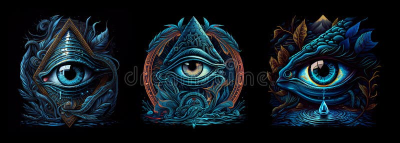 Blue Eyes of Providence. All Seeing Eye of God Stock Illustration ...