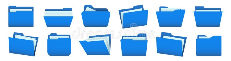 Set of Blue File Folder. Office Folder Collection Stock Vector ...