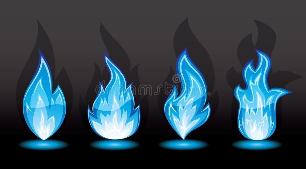 Set of blue flame stock vector. Illustration of burning - 14367481