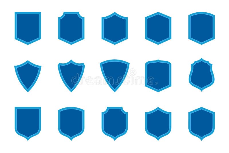 Set of Blue Flat Security Shields. Secure and Protection Illustration ...