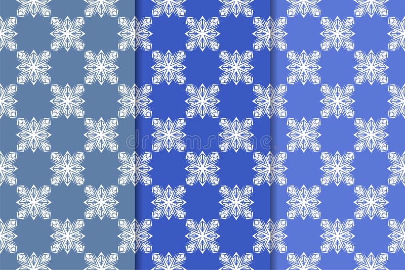Set of Blue Floral Designs. Vertical Blue Seamless Patterns Stock ...