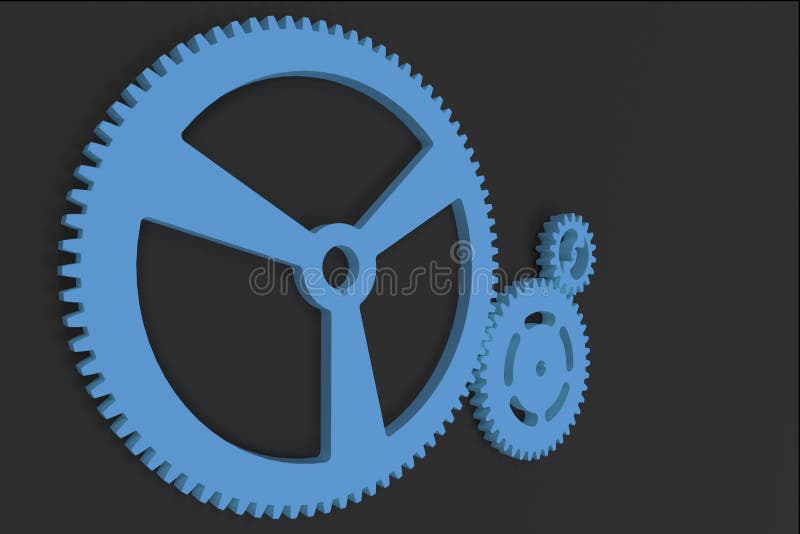 Set of Blue Gears and Cogs on Black Background Stock Illustration ...