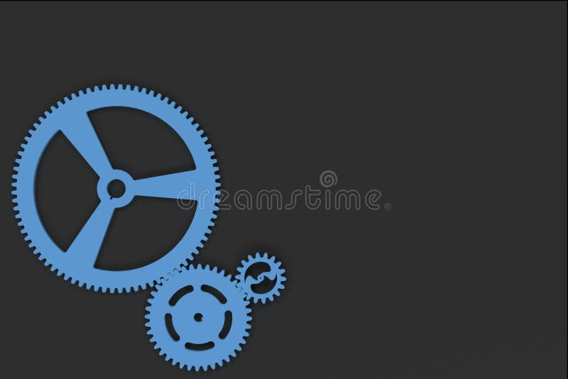 Set of Blue Gears and Cogs on Black Background Stock Illustration ...