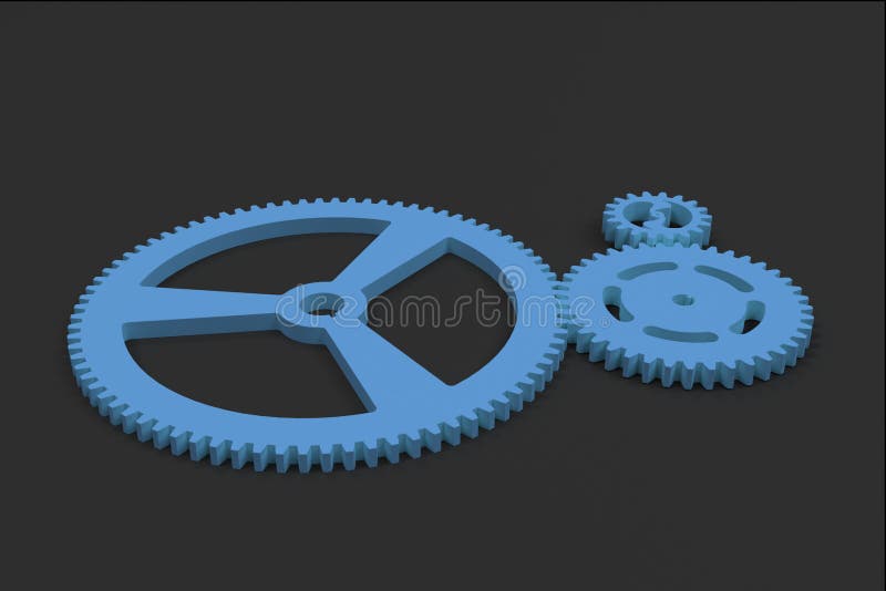Set of Blue Gears and Cogs on Black Background Stock Illustration ...
