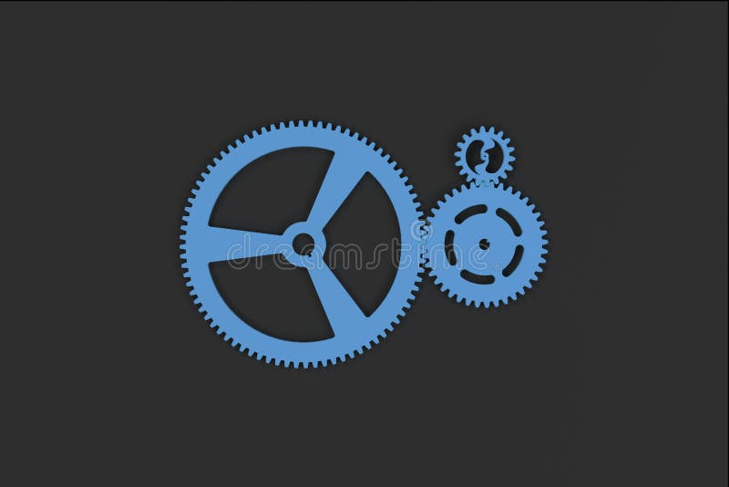 Set of Blue Gears and Cogs on Black Background Stock Illustration ...