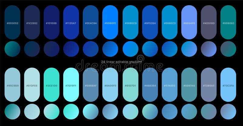 Set of Blue Gradients, Modern Combinations of Colors and Shades Stock ...