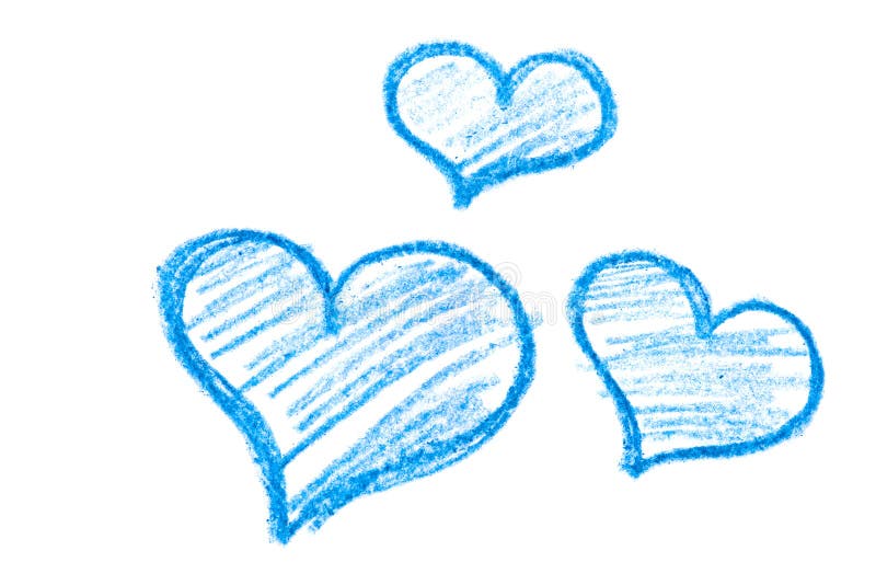 A Set of Blue Hearts Drawn in Pencil Stock Photo - Image of card ...