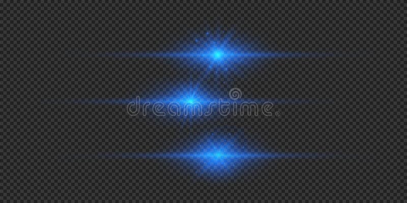 Set of Blue Horizontal Light Effects of Lens Flares Stock Vector ...
