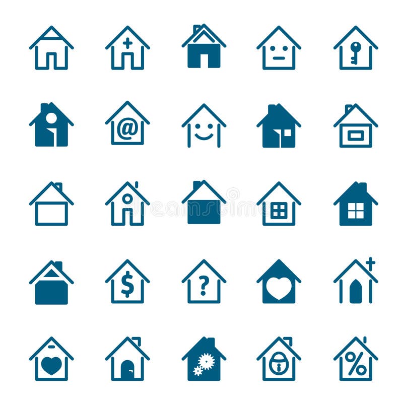 Set of Blue House Icon. Vector Illustration. Stock Vector ...