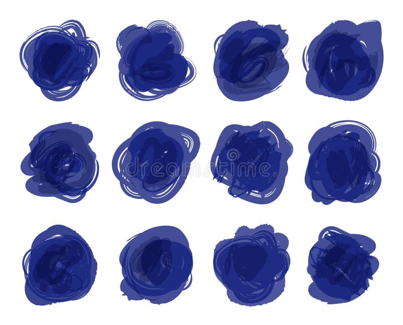 Set of Blue Ink Blot on White Background, Realistic Vector Illustration ...