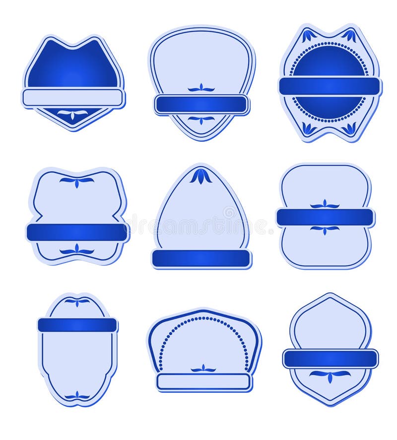 Set of blue labels stock vector. Illustration of collection - 16074510