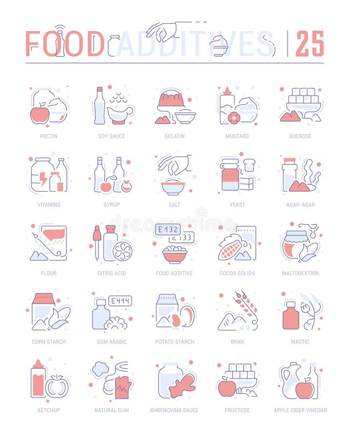 Set Blue Line Icons of Food Additives. Stock Illustration ...