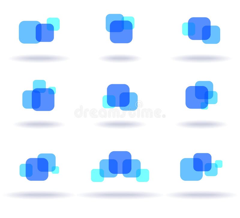 Set of blue logos stock illustration. Illustration of icon - 16416952