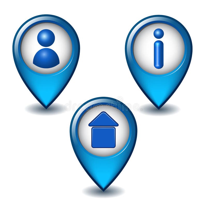 Set of Blue Map Pointer Icon Stock Vector - Illustration of design ...