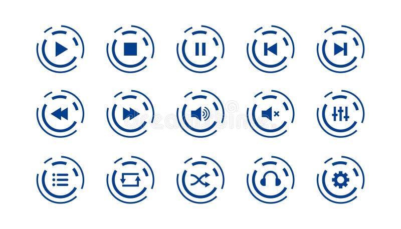 Set of Blue Media Player Button Symbol Design Stock Vector ...
