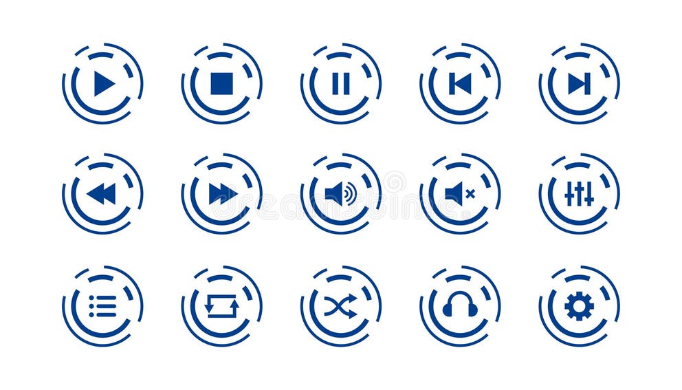 Set of Blue Media Player Button Symbol Design Stock Vector ...