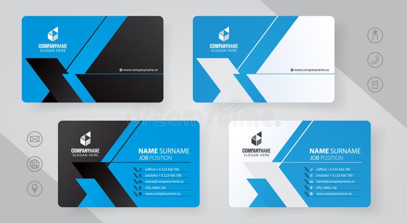 Set of Blue Modern Corporate Business Card Design Templates Stock ...