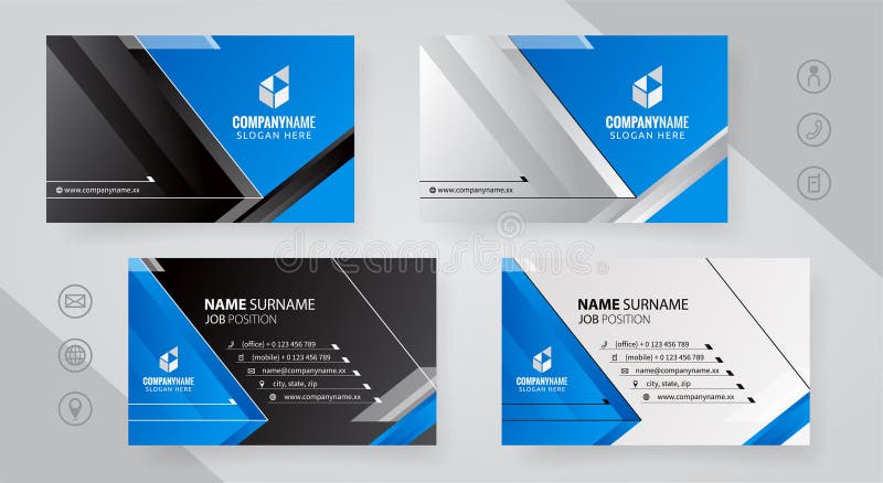Set of Blue Modern Corporate Business Card Design Templates Stock ...