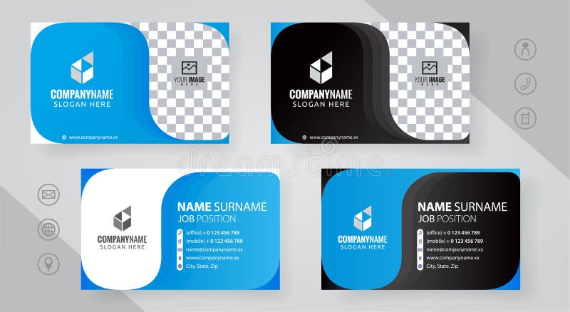 Set of Blue Modern Corporate Business Card Design Templates Stock ...