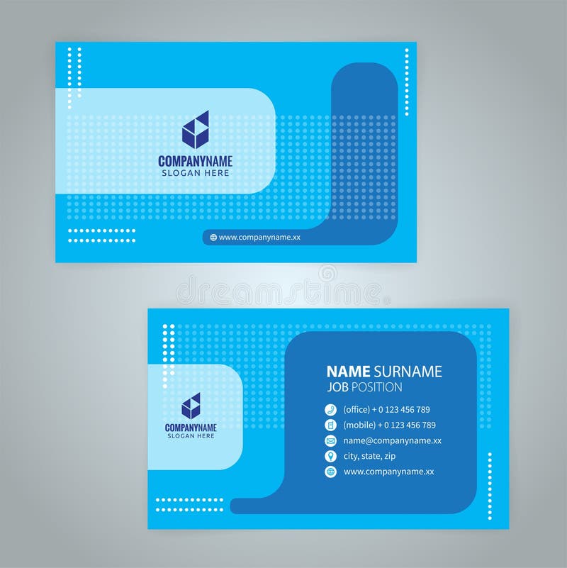 Blue Corporate Business Card, Name Card Template, Horizontal Simple ...