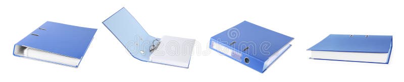 Set with Blue Office Folders on White Background. Banner Design Stock ...