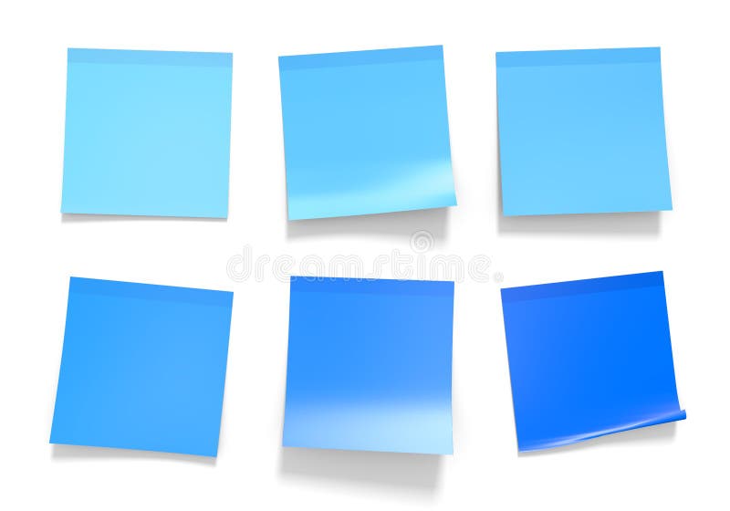 Set of Blue Office Sticky Notes for Reminders and Important Information ...