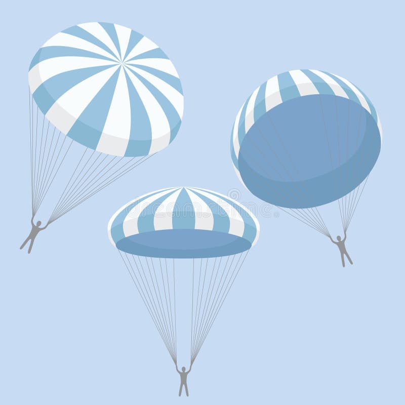 Set with blue parachutes stock vector. Illustration of canopy - 72159497