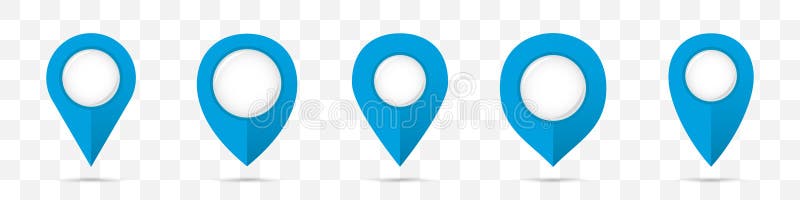 Set of Blue Pin Map Pointers Icons with Shadow Stock Vector ...