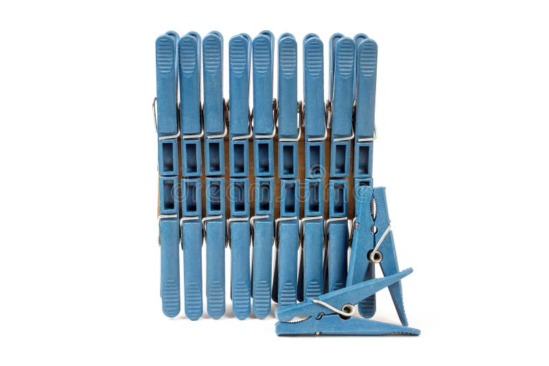 A Set of Blue Plastic Clothespins. Stock Photo - Image of clothes, tool ...