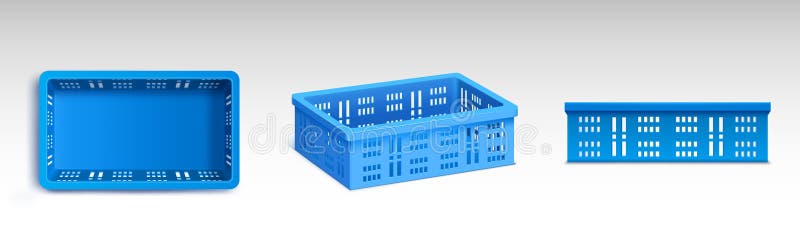 Set of Blue Plastic Crates Isolated on White Stock Vector ...