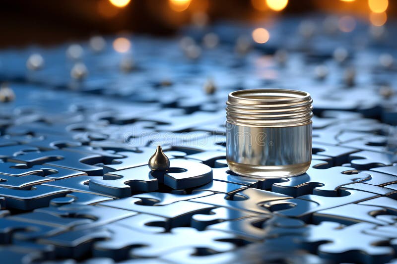 Set of Blue Puzzles with a Key. the Concept of Solving Different ...