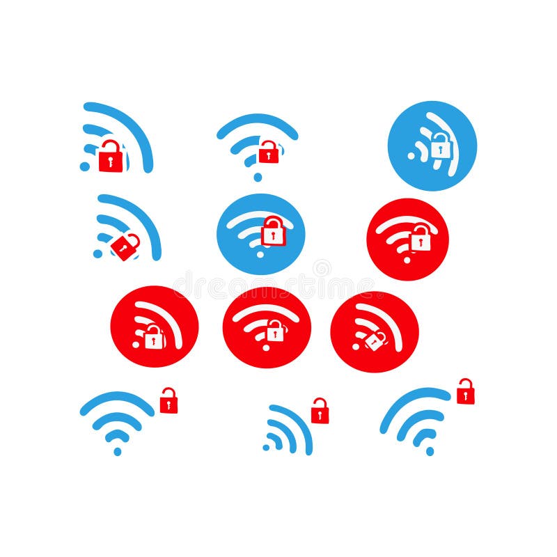 Set of Blue Red Alert Wifi Disconnect Not Working Icon Vector Stock ...