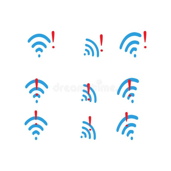 Set of Blue Red Alert Wifi Disconnect Not Working Icon Vector Stock ...