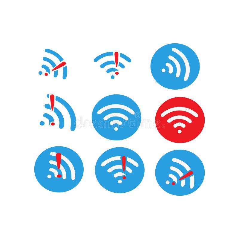 Set of Blue Red Alert Wifi Disconnect Not Working Icon Vector Stock ...