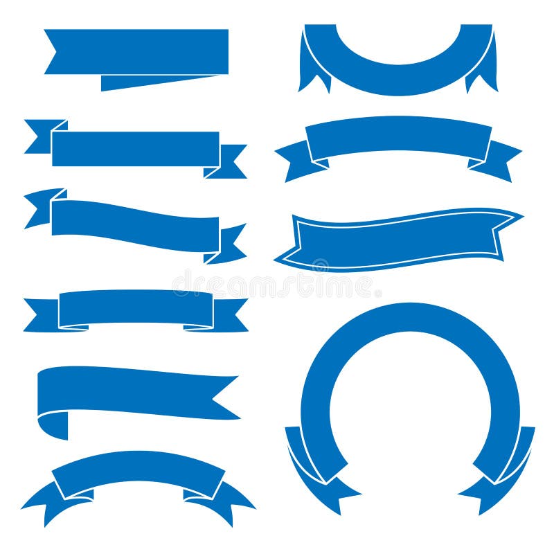 Set of Blue Ribbon Baner Icon Stock Vector - Illustration of prize ...