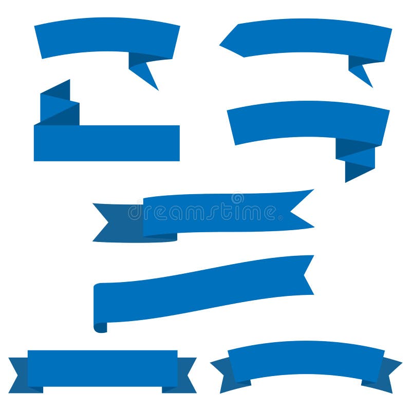 Set of Blue Ribbon Banner Icon Stock Illustration - Illustration of ...