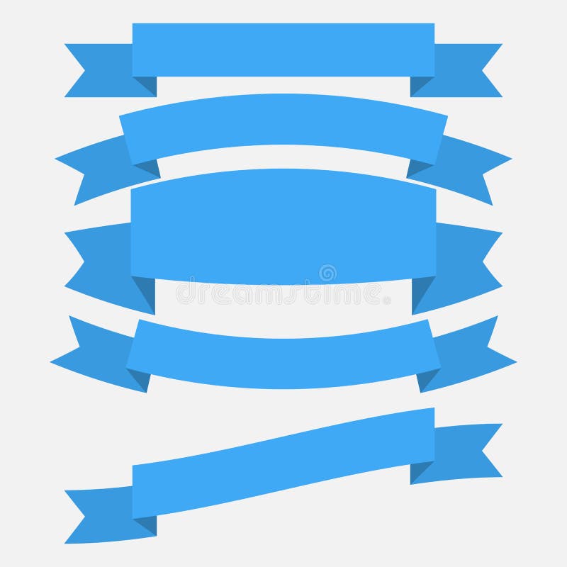 Set of Blue Ribbon Banner Icon Stock Illustration - Illustration of ...