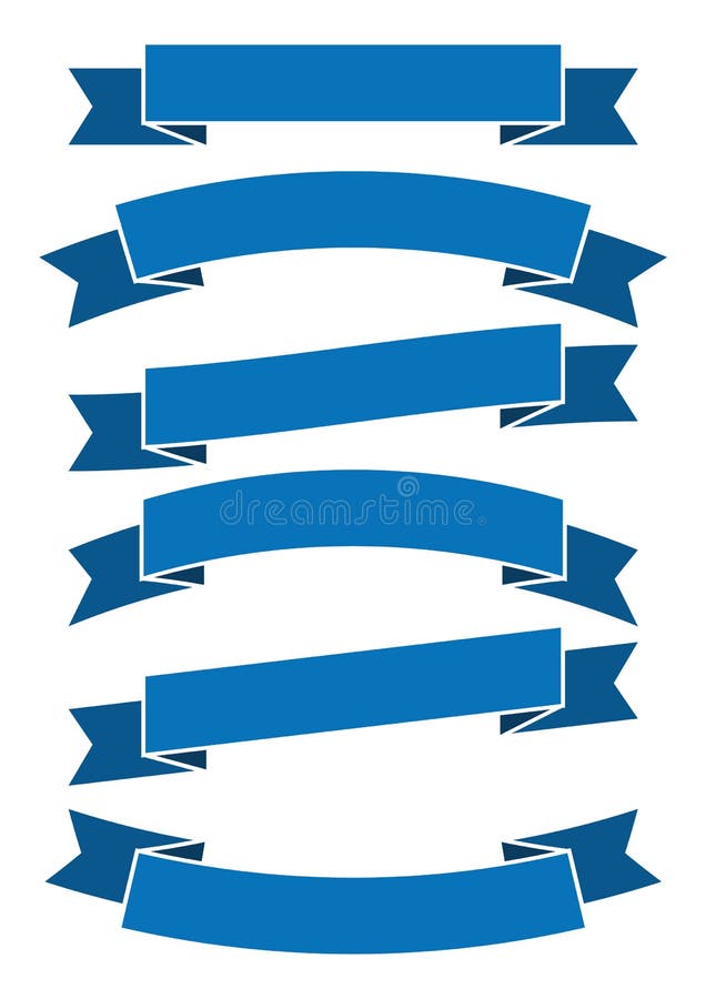 Set of Blue Ribbon Banner Icon Stock Illustration - Illustration of ...