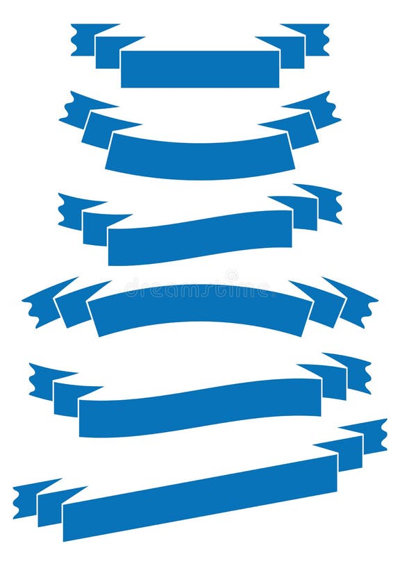 Set of Blue Ribbon Banner Icon Stock Illustration - Illustration of ...