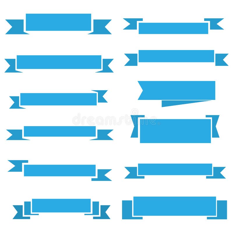Set of Blue Ribbon Banner Icon Stock Illustration - Illustration of ...