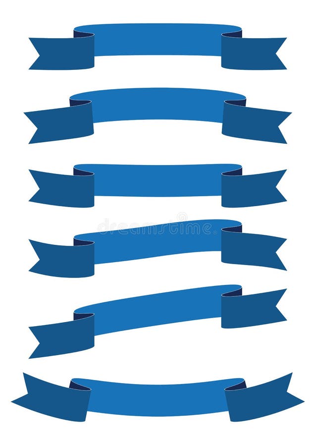 Set of Blue Ribbon Banner Icon Stock Illustration - Illustration of ...