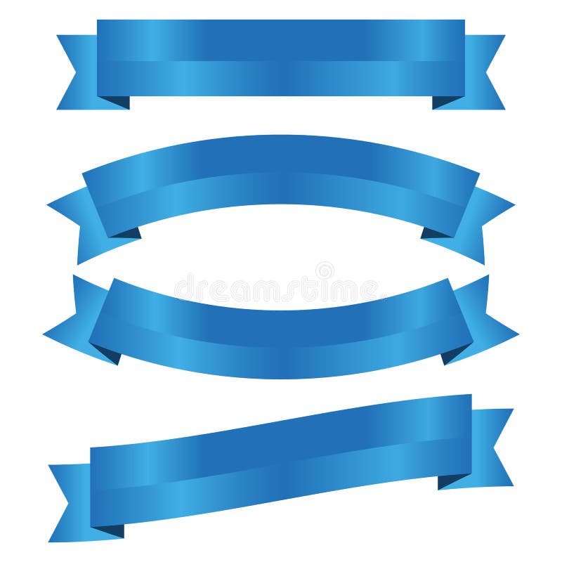 Set of Blue Ribbon Banner Icon Stock Illustration - Illustration of ...