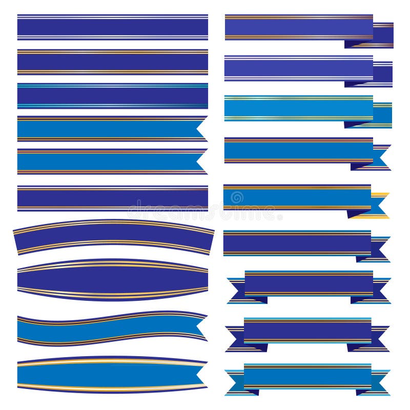 Set Blue Ribbons and Banners Stock Illustration - Illustration of flat ...