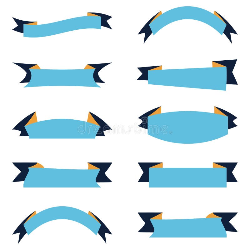 Set Of Blue Ribbons Banners On White Background Stock Vector ...
