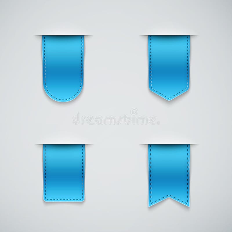 Set of Blue Ribbons Different Shapes Stock Vector - Illustration of ...
