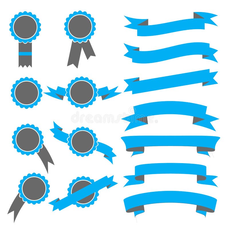 Set of Blue Ribbons and Stamps. Vector Illustration Stock Vector ...