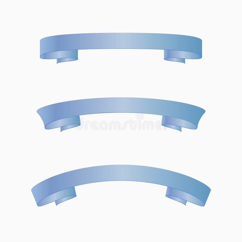 Set of Blue Ribbons on White Background, Collection of Retro Design ...