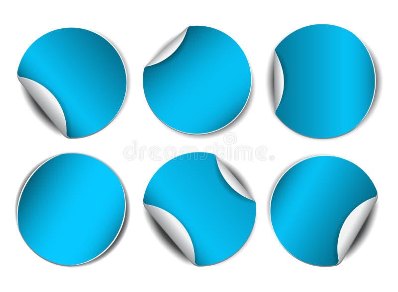 Set of Blue Round Promotional Stickers Stock Vector - Illustration of ...